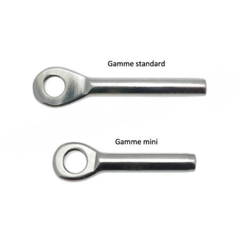 Oeil à sertir en inox 316 pour câble de diamètre 3 à 6 mm